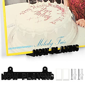 ONE WALL Now Playing Vinyl Record Stand Wall Mount Vinyl Record Holder Record Display Storage Holder for Album Hanging Storage Shelf, Black