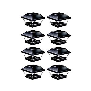 NOMA Solar Post Lights | Waterproof Outdoor Cap Lights for 4 x 4 Wooden, Deck, Patio, Garden, Decor or Fence | Warm White LED Lights, 8-Pack (Black)