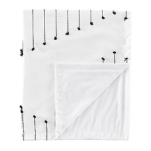 Sweet Jojo Designs Black and White Boho Stitch Unisex Soft Baby Blanket Receiving Security Stroller Swaddle Toddler Newborn Infant Kids Travel Warm Minky Farmhouse Bohemian Southwestern Minimalist