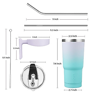 BJPKPK 20 oz Tumbler With Handle And Straw Stainless Steel Insulated Tumbler Cups For Water Or Ice Coffee,Oasis