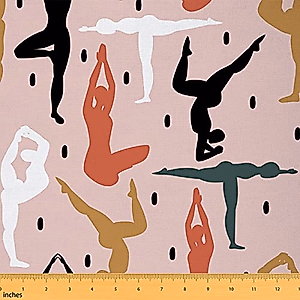 Feelyou Yoga Upholstery Fabric for Chairs, Yoga Meditation Design Fabric by The Yard, Therapy Relaxing Eastern Movement Art Decorative Fabric for Upholstery and Home DIY Projects, 1 Yard,Colorful