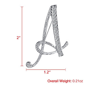 LiaSun 26 Letters Brooches Silver Plated Metal Broaches Pins-Clear Crystal Initial Breastpin (1pcs-A)