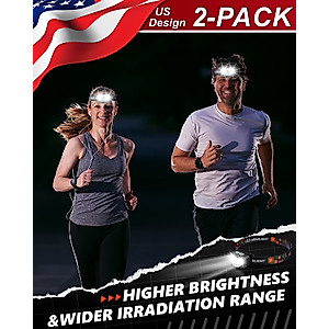 GETASI Headlamp Rechargeable 2PCS, 1200 Lumen Super Bright LED Flashlight with Motion Sensor for Adults and Kids- Camping Accessories Gear, Waterproof for Hiking, Running, Fishing, Cycling