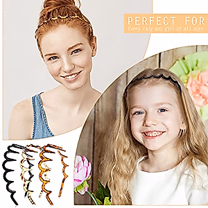 Yeshone 3-Piece Shark Tooth Hair Band, Plastic U-Shaped Hairband with Zigzag Teeth, Hair Accessory for Women and Girls, Black