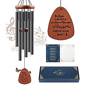Giergt Sympathy Wind Chimes, Memorial Wind Chimes for Loss of a Loved One Prime, Bereavement Gifts in Memory of Loss of Grandma, Memorial Gifts for Loss of Mother, 32" (Black)