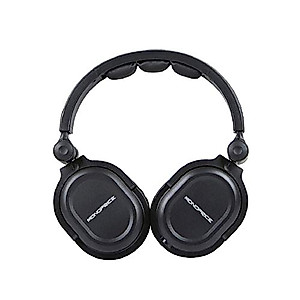 Monoprice Premium Hi-Fi DJ Style Over-The-Ear Pro Headphones with A Single-Button Inline Microphone/Controller - Black