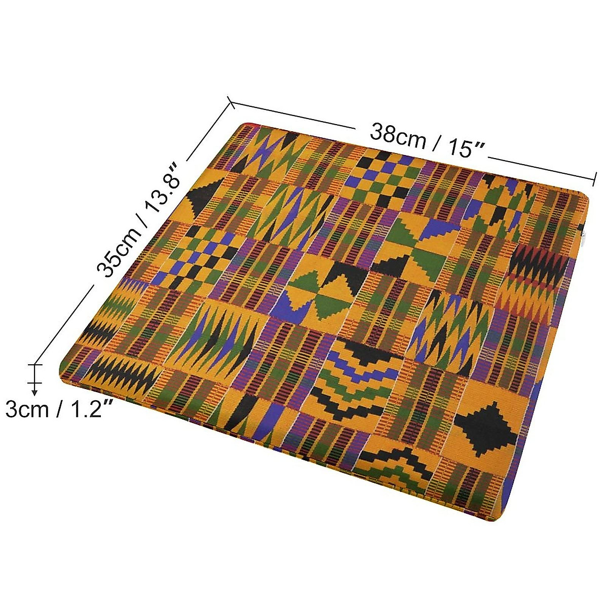 African Kente Cloth Ethnic Art Pattern Square Cushion Memory Foam Seat Pad Print Chair Cushion for Home Kitchen Office