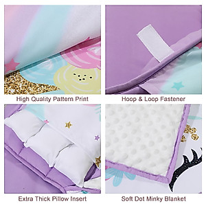 Extra Large Toddler Nap mat by Cokouchyi, Toddler Sleeping Bag with Removable Pillow, Measures 53 x 21 x 1.5 Inches, Sleeping Mat for Girls, Ideal for Daycare and Preschool Kindergarten, Unicorn