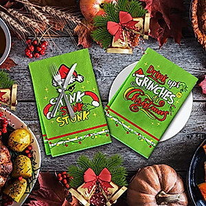 HOMSHIAM Christmas Kitchen Towels 2 Pieces Christmas Dish Towels Hand Towels Housewarming Gifts for New Home, Christmas Farmhouse Decor for Kitchen/Bedroom/Bathroom(17.7 x 27.5 Inch)