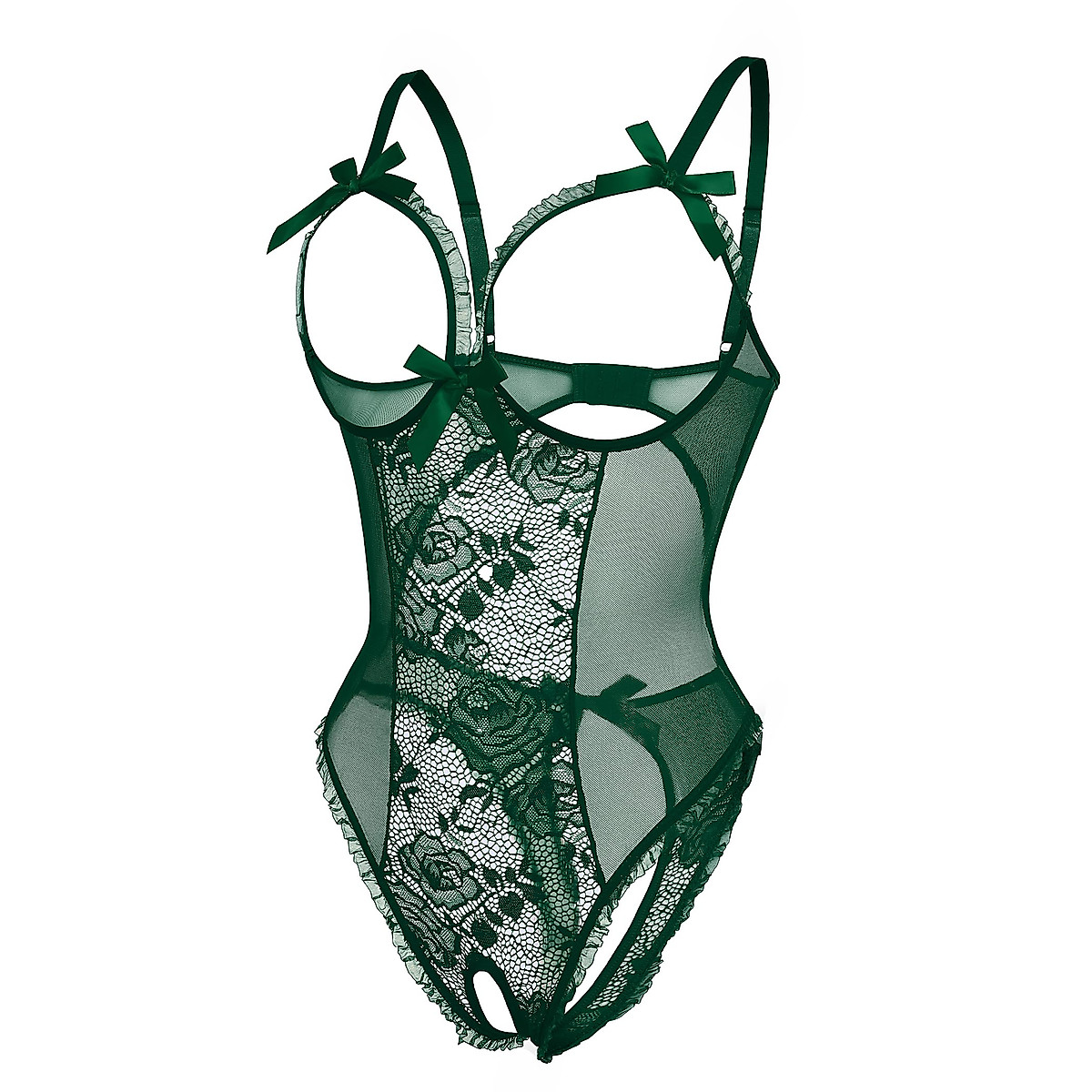 Avidlove Women's Sexy Plus Size Lingerie Lace Babydoll Sleepwear Chemise Set Dark Green Large