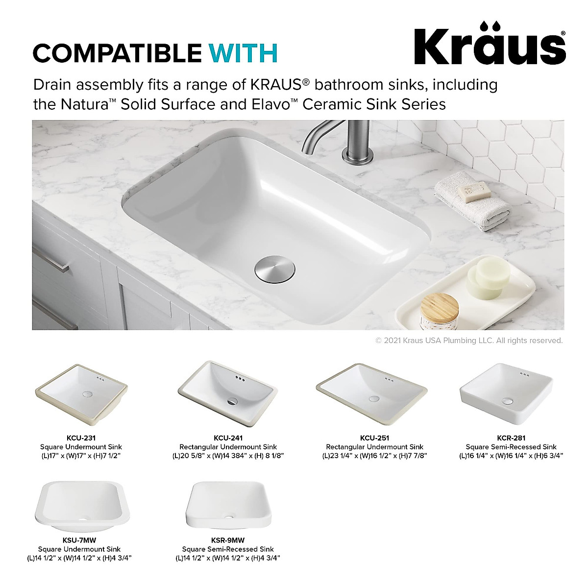 KRAUS Pop-Up Drain for Bathroom Sink with Overflow in Spot-Free Stainless Steel, PU-11SFS