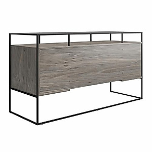 Ameriwood Home Camley Modern 2-Drawer Desk with Fluted Glass Top, Gray Oak