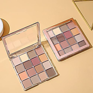 16 Girds Colorful Matte Shimmer Eyeshadow Palette for Eye Makeup,High Pigmented Eye Shadow Primers Powder Palet de sombras de ojos-Matte Nude#