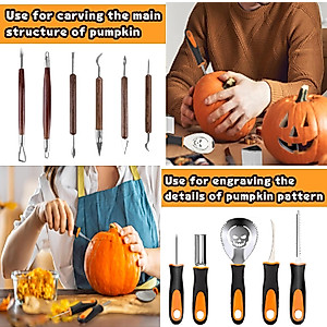 EIKEJI Pumpkin Carving Kit with Stencils, 11 Pcs Professional Carving Tools with 10 Pumpkin Carving Stencils, Heavy Duty Stainless Steel Pumpkin Carving Set for Halloween Decoration Jack-O-Lanterns