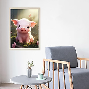 5D DIY Diamond Drawing Kit, Digital Drawing Kit,Cartoon Pink Fat Pig Crystal Rhinestone Diamond Embroidery Art Pictures, DIY Craft Supplies for Adults, Children, Home, Wall Decoration - 12*16 In