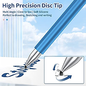 Stylus Pens for Touch Screens (2Pcs), 2-in-1 High Sensitivity iPad Pencil with Disc & Fiber Tips & Magnetic Cap for Apple iPad/iPhone/Android/Tablets and All Capacitive Touch Screens (Navy Blue/Rose)