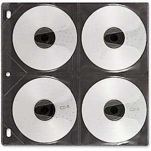 Vaultz CD Insert Pages, 3 Hole Punched, 10 x 10.875 Inches, 8 CDs/Page, 50 Pages/Pack, Black (VZ01415)