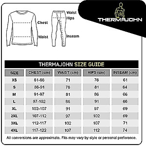 Thermajohn Long Johns Thermal Underwear for Men Fleece Lined Base Layer Set for Cold Weather (Medium, Black)
