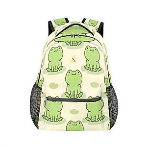 Cute Frog Backpack School Bookbag for Kids Boys Girl, Animal Gragonfly Backpacks Book Bag Travel Hiking Camping Daypack