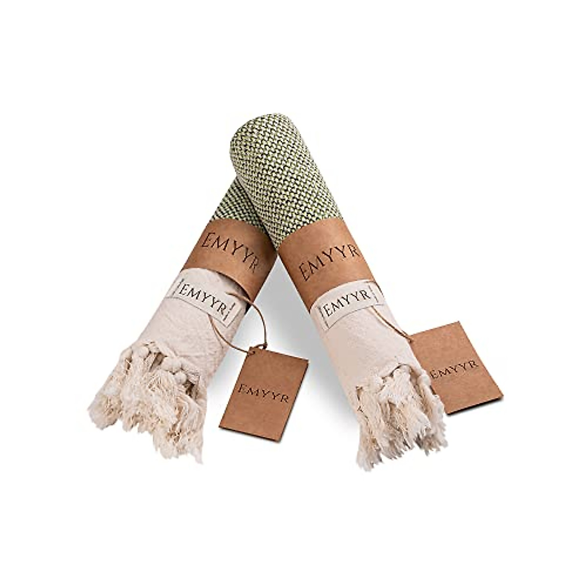 Emyyr Hand Towels for Bathroom - Kitchen - Set of 2 -0 Cotton - Pre Washed, Quick Dry, Soft, 17x37' - Decorative Hand Towel - Hand Towels for Bathroom Clearance, Bath, Face, Tea Towels 01 (Green1)