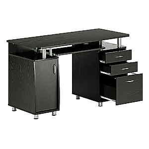 Techni Mobili 47.25" Ergonomic Computer Drawers & File Cabinet for Home Office Storage, Espresso Writing Desk, ONE Size