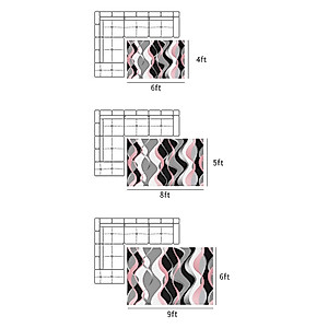 Pink Black Outdoor Rugs for 6'x9' Patios Clearance, RV Camping Mat Rug Portable Outside Rug Indoor Outdoor Area Rug Mat for Beach Deck Pool Geometric Contemporary Grey White Stripe