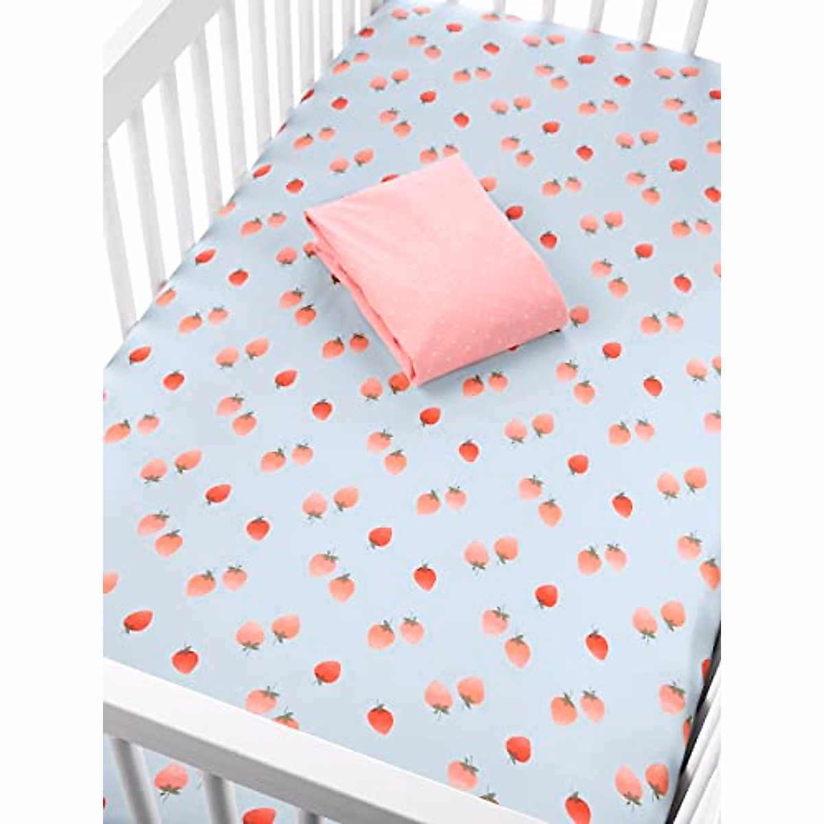 Simple Joys by Carter's Unisex Kids' Cotton Crib Sheets Baby Costume, Pack of 2, Strawberry/Dots, One Size