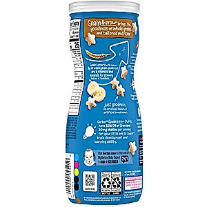 Gerber Snacks for Baby Grain & Grow Puffs, Banana, Puffed Whole Grain Snack for Crawlers, Non-GMO & Baby Led Friendly, 1.48-Ounce Canister (Pack of 3)