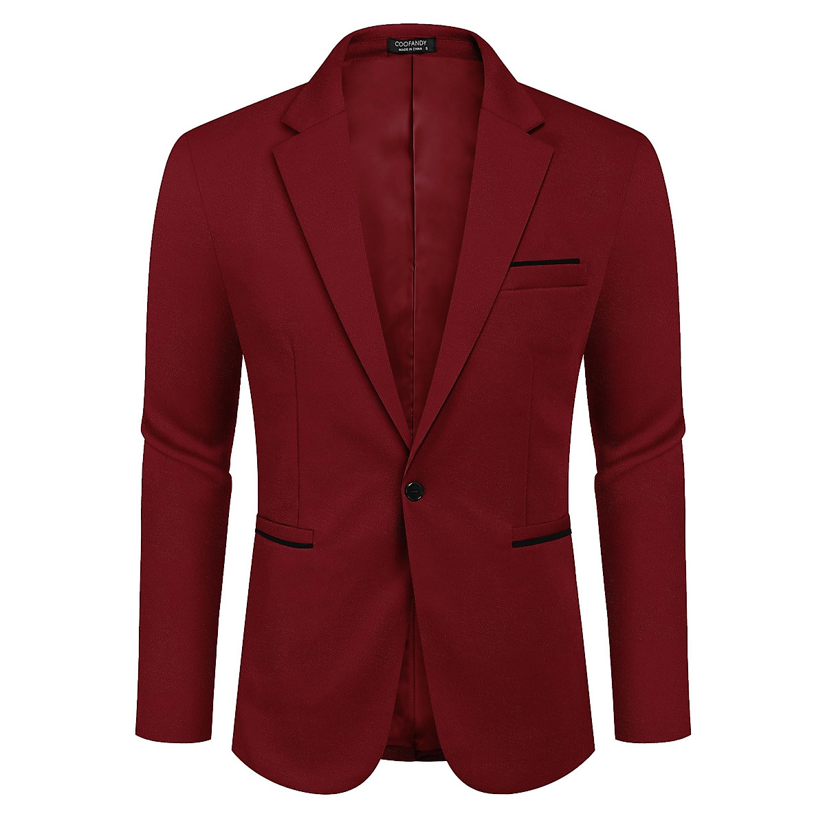COOFANDY Men Suit Jacket Linen Slim Fit Sport Coat Business Fashion Daily Blazer Wine Red