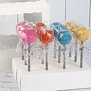 Casino Night Theme Chevron and Card Design Paper Straws - Red Black White - 7.75 Inches - Pack of 100 - Outside the Box Papers Brand