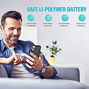 Battery Case for iPhone 12/12 Pro, （Newest 6800mAh）Battery Charging Case Protective Battery Backup Pack Portable Charging Case for iPhone 12/12 Pro Extended Phone Cover 6.1 inch Smart Case - Black