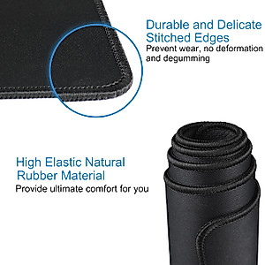 Large Gaming Mouse Pad 31.5 x 11.8, Extended Desk Mousepad with Stitched Edges, Premium Microfiber Cloth Surface, Waterproof Non-Slip Base Keyboard Mat for Home Office Gaming, Black