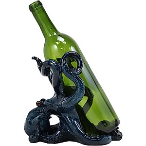 Octopus Wine Holder Figurine Countertop Bar Decor Octopus Sculpture Single Wine Holder (Blue)