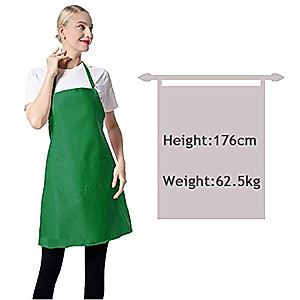 TSD STORY Total 12 PCS Plain Color Bib Apron Adult with 2 Front Pocket (Mixed Colour)