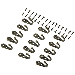 Yansanido Pack of 24 Mini Bronze Tone Vintage Style Double Hole Metal Single Hook Hangers Door Hook Hanging with 48 Screws