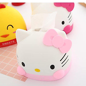 N/C Kawaii Pink Hello Kitty Tissue Box for Living Room Bedroom Bathroom car Office,Tissue Dispenser Box, Table Decoration, 6.8 x 6.7 x 6.6 ''
