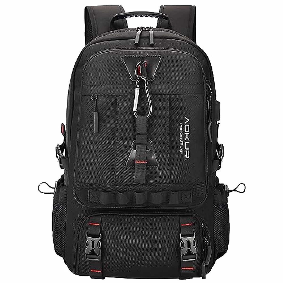 aokur Large Travel Laptop Backpack with Wet Bag Shoe Compartment,50L Expandable Flight Approved Backpack,17.3 inch Hiking Backpack for men women,Waterproof, Black