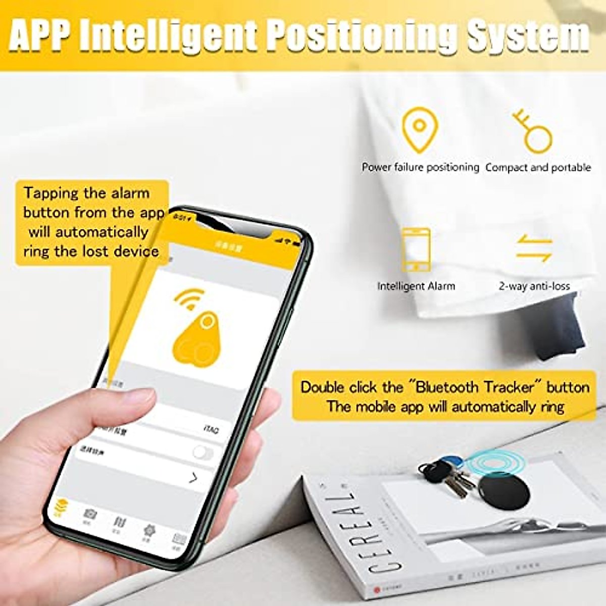 NouSKaU Portable Pet GPS Tracking - Bluetooth 5.0 Mobile Key Tracking Smart Anti-Loss Device - 2022 Mini Pet GPS Locator Bluetooth Tracer Include Batteries and Protective Case, Fit for iOS (2 Pack)