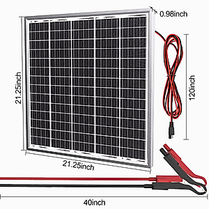 SOLPERK 50W 24V Solar Panel, Solar Battery Trickle Charger Maintainer with 10A Charge Controller for Trailer Tractor Truck Boat Marine Motorcycle RV Car Gate Opener