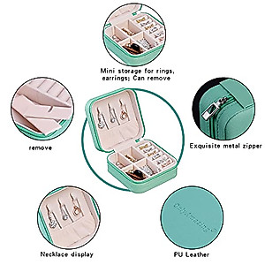 Green Travel Mini Organizer Portable Display Storage Case for Rings Earrings Necklace Valentines Day Gifts for Girls Women