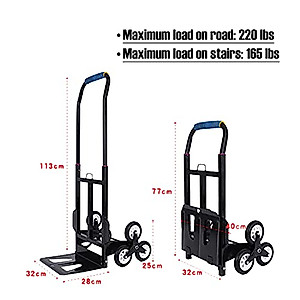 HTTMT- Portable Stair Climbing Folding Cart Climb Hand Truck Dolly All Terrain Stair [P/N: ET-TOOL043-BK]