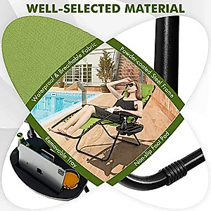 Giantex Zero Gravity Reclining Chair, Outdoor Patio Recliner with Cup Holder & Removable Pillow, Adjustable Backrest, Indoor Lounge Chair for Backyard, Garden, Poolside (Green)