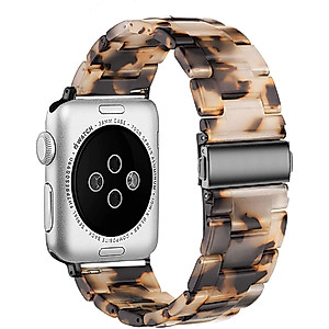 NYENEIL Compatible with Apple Watch Band 38mm 40mm 41mm for iWatch SE Lightweight Resin Wristband Bracelet Strap Series 9 8 7 6 5 4 3 2 1 Mens Womens (Tortoise Stone Flower, 38MM/40MM/41MM)