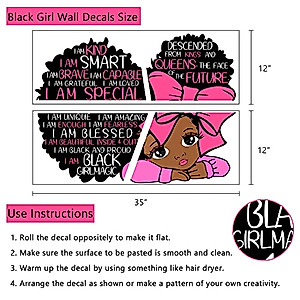 Yovkky Black Girl Magic I Am Special Inspirational Quote Wall Decal Pink Motivational Saying African American Sticker Nursery Positive Decor Baby Toddler Room Decoration Afro Kid Bedroom Playroom Art