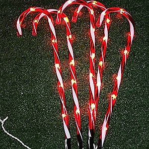 Christmas Candy Cane Lights,5pcs Solar Christmas Light， Christmas Candy Cane Pathway Lights， Christmas Decoration， for Home Garden New Year Holiday Lights