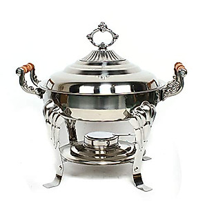 Round Chafing Dish Buffet Catering Tray,360° Rotate Stainless Steel Chafer Container,Chafing Dish for Banquet Buffet Events,Food Warmer Chafing Dishes