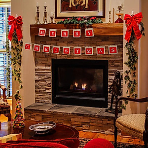 Merry Christmas Banners, Holiday Christmas Decoration Burlap Banner, Christmas Sign Hangings for Windows, Door Entry, Office, Fireplace, Wall