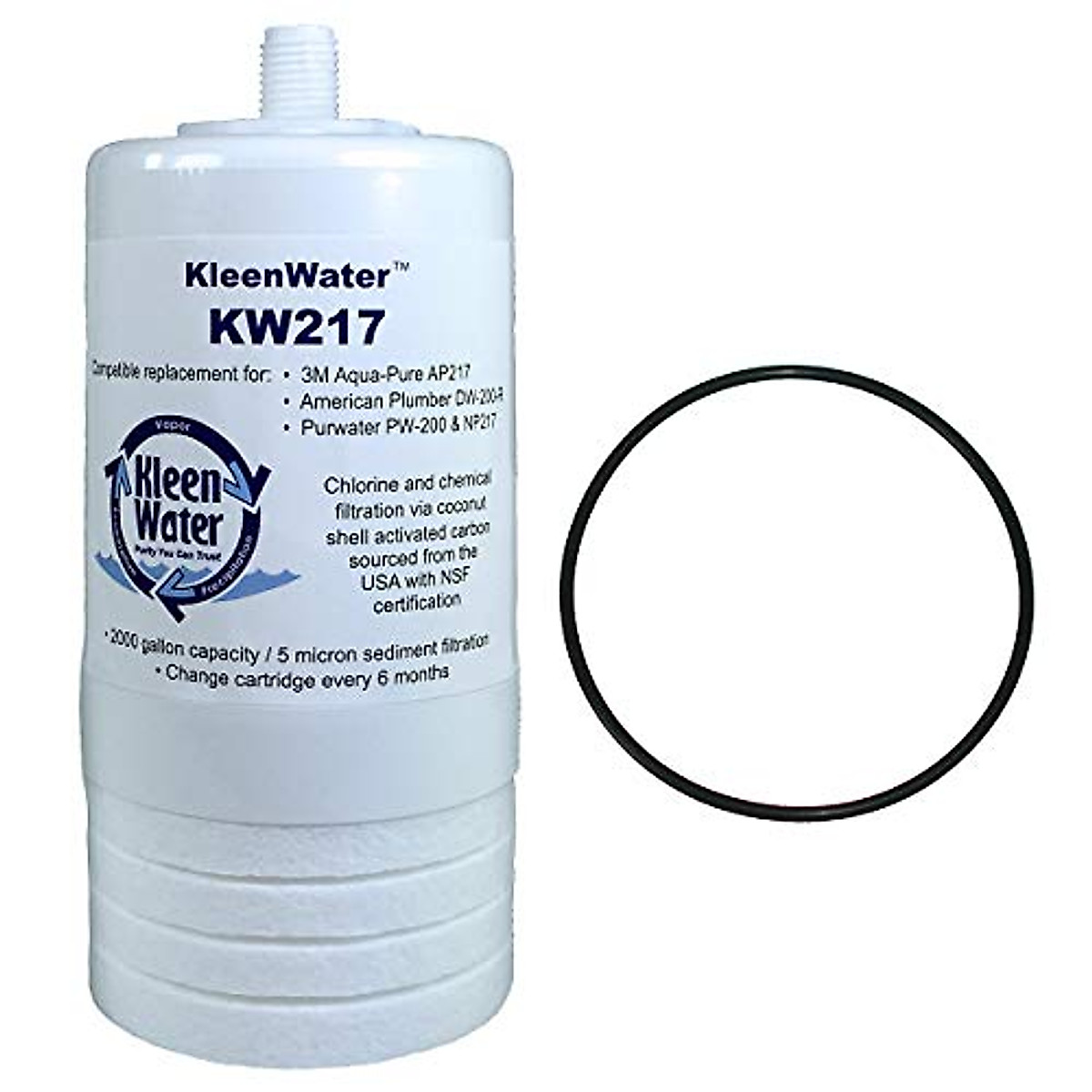 KleenWater Replacement Water Filter Compatible With Aqua-Pure AP217 / AP200 Drinking Water System, Includes O-Ring