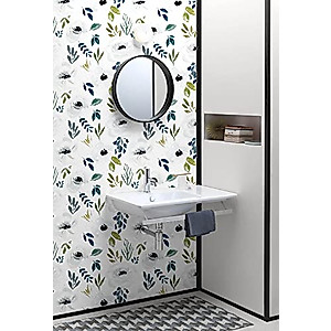 HAOKHOME 93245-2 Peel and Stick Floral Wallpaper Home Decor Removable White/Grey/Black Vinyl Self Adhesive Mural 17.7in x 9.8ft