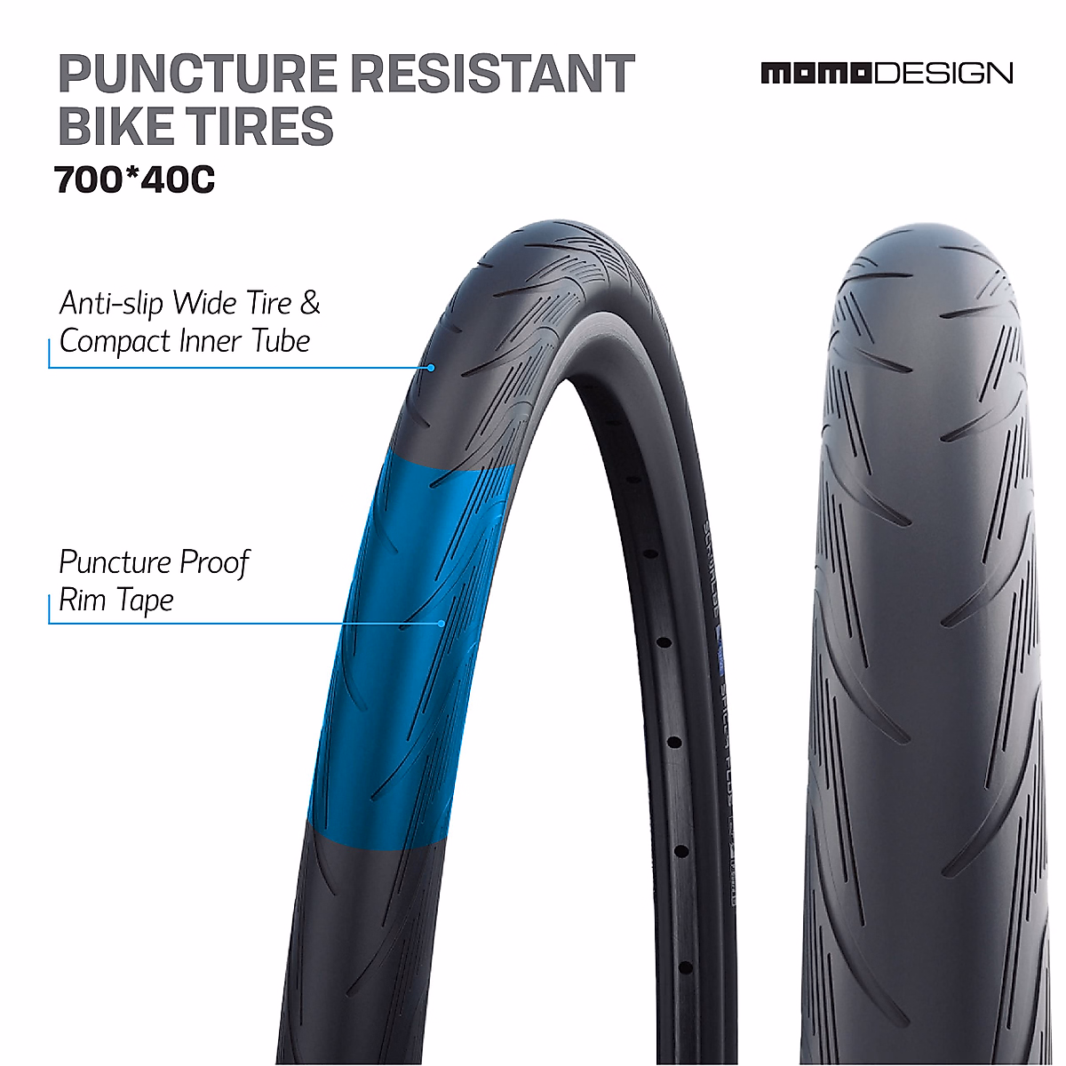 MOMODESIGN Hybrid Bike Shimano 21 speeds with Disc Brake, 700C Anti-Puncture Wheels